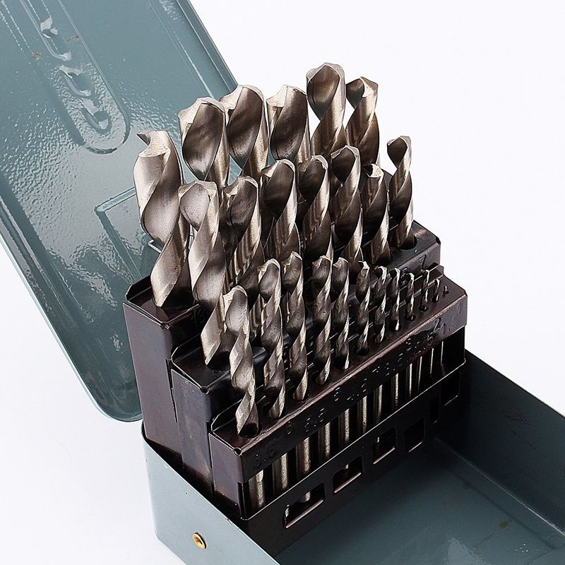 HSS High Speed Steel Metric Drill Bit Set HRC60 68 Hardness With Metal Case